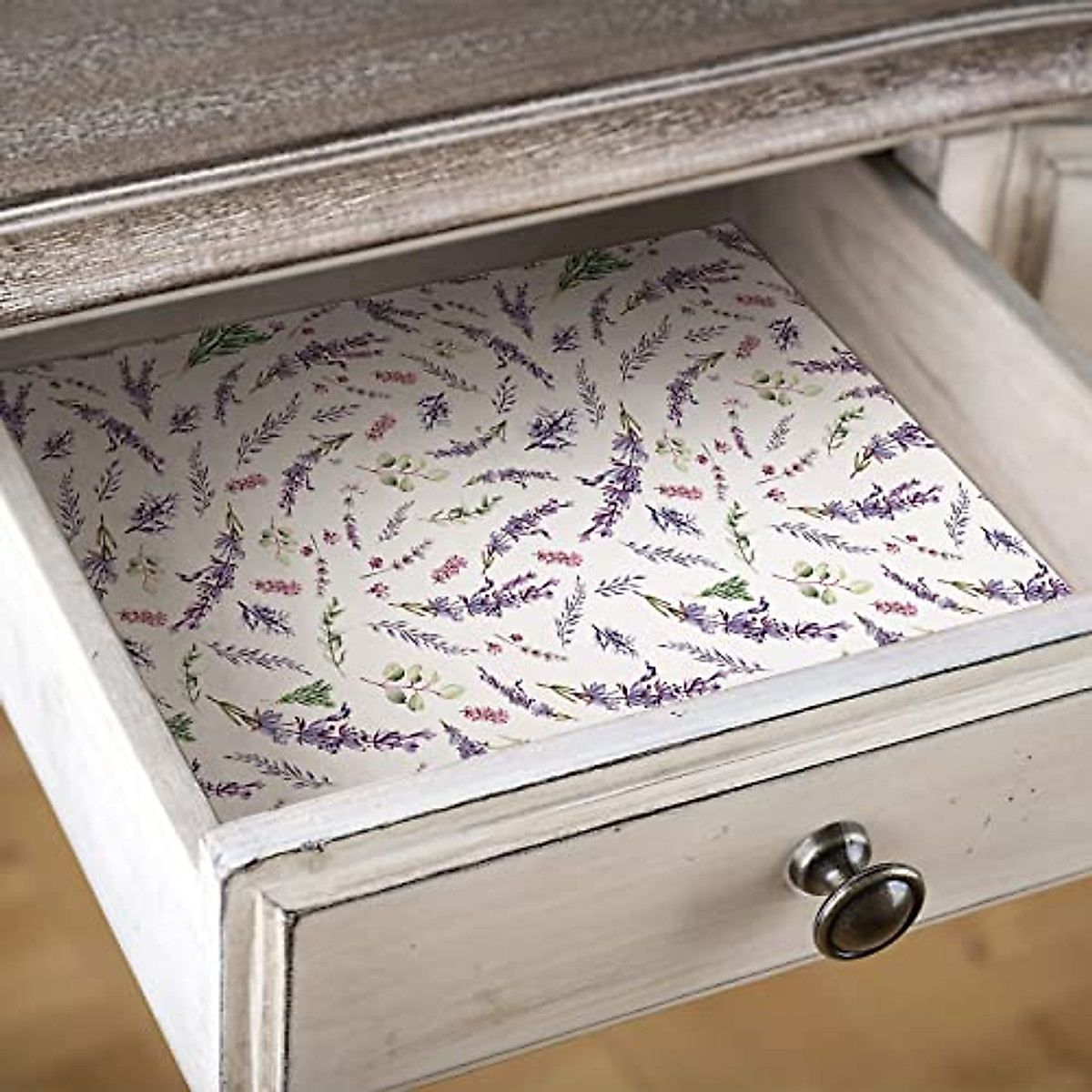 BBTO 10 Sheet Fragrant Drawer Liners for Dresser Lavender Scented Cabinet Liners for Shelves 15.8 x 22 Inch Paper Liner for Drawers and Cabinets Non Adhesive Drawer Paper Liner (Lavender Style)