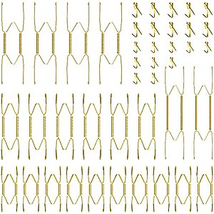 20 Pieces 20 Pieces Plate Hangers 4/5, 6, 8, 10 Inches Invisible Wall Plate Hangers Stainless Decorative Wire Plate Hangers with 20 Pieces Hangers Hook with Nails for Antique Plates and Art (Gold)