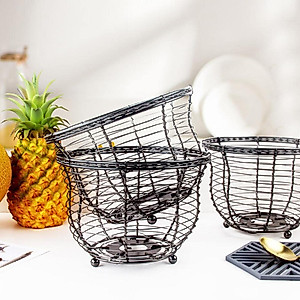 MagiDeal Wire Fruit Bowl, Classic Kitchen Design for Produce Storage Basket Holder, Countertop Decor Organization, Storage Baskets for Bread Snacks