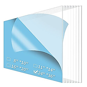 Art3d 5-Pack of 24×36" PET/Plexiglass Sheets, Transparent Clear Flexible Plastic Sheet Panels for Craft, Picture Frames, Sign Blank, DIY Display Project