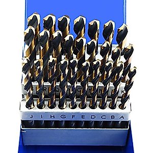 MaxTool 26 Pieces Drill Set 26PCs/26-Piece Twist Drill Bit Set High Speed Steel M2 Fully Ground Letter A to Z; JBS02H10R26