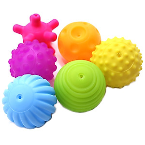 FIVOENDAR 6 Pack Sensory Balls for Kids, Massage Soft & Textured Balls Baby Hands Squeeze Balls Set Develop Kid's Tactile Senses Toys for Touch Hand Ball