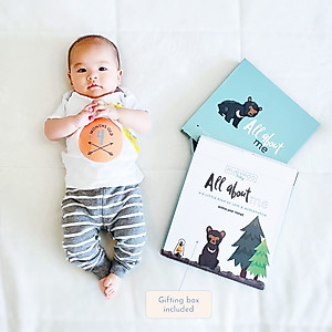 RubyRoo Baby Memory Book with Milestone Stickers - First 5 Years Photo Album Scrapbook for Baby Boy or Girl - Pregnancy Gift for Baby Shower, Gender Neutral Keepsake Newborn Record Book - Woodland