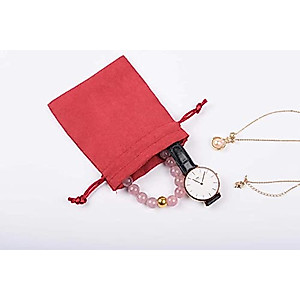 Tonando 10 Pcs Velvet Bags 3.9×4. Inches, Red Velvet Gift Bags with Drawstring, Jewelry Favor Pouches Christmas Candy Wedding Party Bags