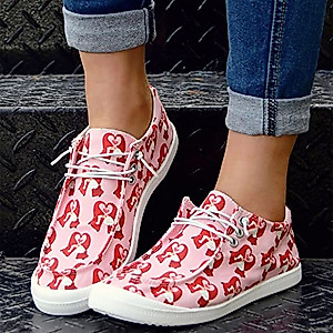 Women Shoes Casual Valentine Day Love Printing Sports Shoes Canvas Fashion Casual Shoes Casual Dress Shoes for Women Size 8 Hot Pink