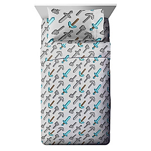 Jay Franco Minecraft Isometric Characters Twin Sheet Set - Super Soft and Cozy Kid’s Bedding - Fade Resistant Polyester Microfiber Sheets (Official Minecraft Product)