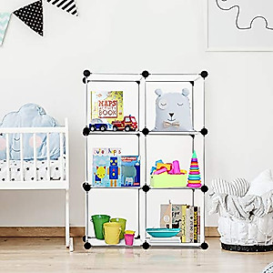 Tangkula 6 Cubes Storage Organizer, DIY Plastic PP Closet Cabinet w/Rustproof Steel Frame, Portable DIY Modular Storage System w/Hammer for Toys, Books, Shoes Indoor Use