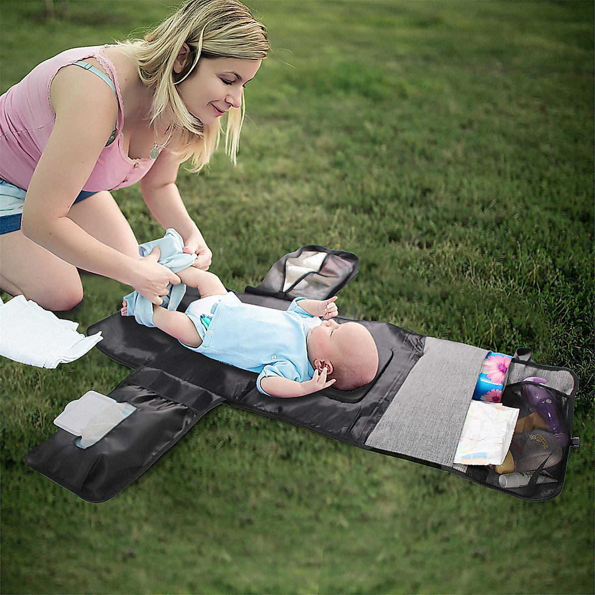 Portable Diaper Changing Pad, TOPGOOSE Large Capacity Baby Diaper Changing Mat with Waterproof & Easily Cleanable Folding Travel Mat Station Diaper Bag, Newborns Essentials, Baby Shower Gifts