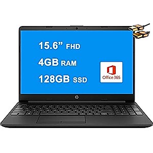 HP Flagship 15 Laptop 15.6” Diagonal FHD IPS Display Intel Celeron N4020 Processor 4GB RAM 128GB SSD Intel UHD Graphics 600 USB-C Office365 WIFI5 Webcam Bluetooth Win10 Black (Renewed)