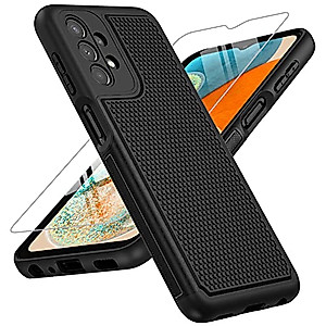 FNTCASE for Samsung Galaxy A23 5G Case: (Samsung Galaxy A23 4G LTE) Dual Layer Protective Heavy Duty Cell Phone Cover Shockproof Rugged with Non Slip Textured Back - Bumper - 6.6inch (Matte Black)