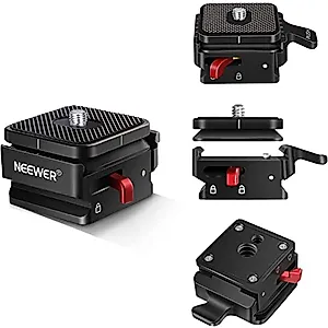 NEEWER Quick Release Plate, Camera Mount Adapter with 1/4" and 3/8" Screw Thread, Quick Release System for Tripod, Monopod, Stabilizer, Slider, Max. Load 11lb/5kg (QRP-1)