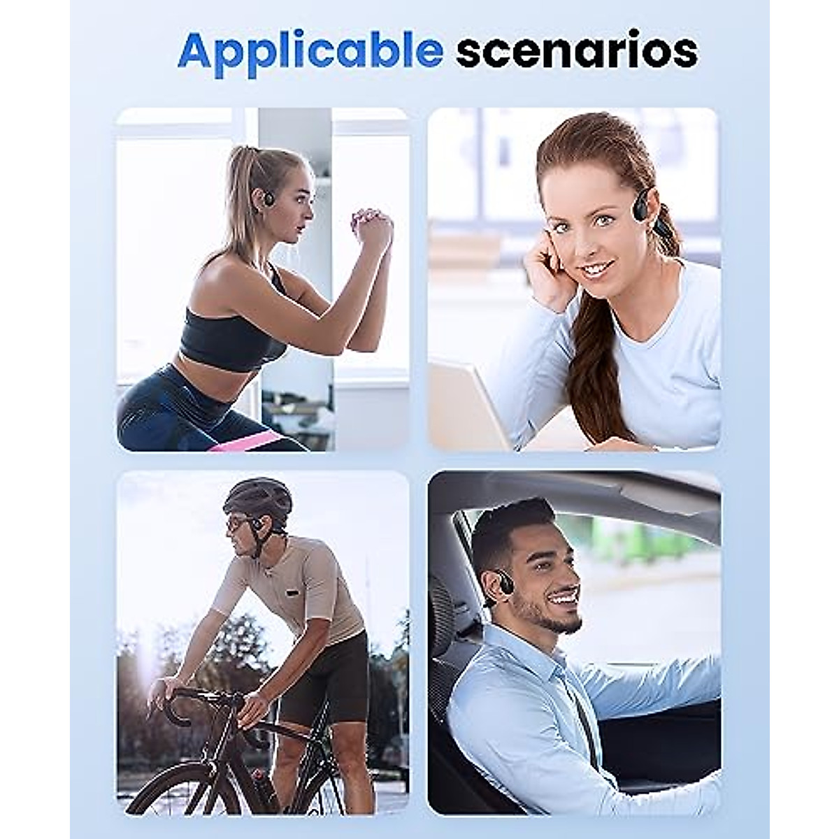 Bone Conduction Headphones, Wireless Open-Ear Headphones, Bluetooth 5.3 with Mic - MP3 Play Built-in 32GB Memory, IPX8 Waterproof Sports Headphones for Gym Workout Swimming Running Cycling.