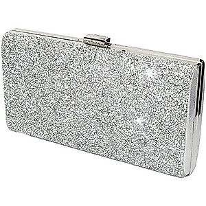 Covelin Women's Handbag Envelope Rhinestone Evening Clutch Bag Hot Silver