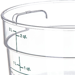 Carlisle FoodService Products Storplus Round Food Storage Container with Stackable Design for Catering, Buffets, Restaurants, Polycarbonate (Pc), 2 Quart, Clear, (Pack of 12)