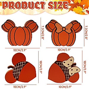 4 Pack Thanksgiving Decorations for Office Work Desk, Fall Mouse Pumpkin Wooden Table Decor Harvest Halloween Wooden Table Centerpieces Thanksgiving Mouse Tiered Tray Decorations Home Farmhouse
