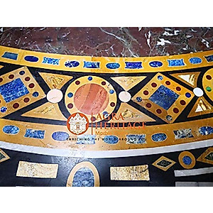 Marble Top Large Conference 95"x48" Dining Table Italian Inlay Pietra Dura Furniture Decor
