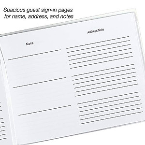 Samsill White Guest Book with Gold Foil - Guestbook Hardcover with Lines for Name, Address and Notes - 7" x 9" Wedding Guest Book / Registry Book - 120 Pages