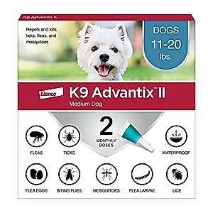 K9 Advantix II Medium Dog Vet-Recommended Flea, Tick & Mosquito Treatment & Prevention | Dogs 11-20 lbs. | 2-Mo Supply