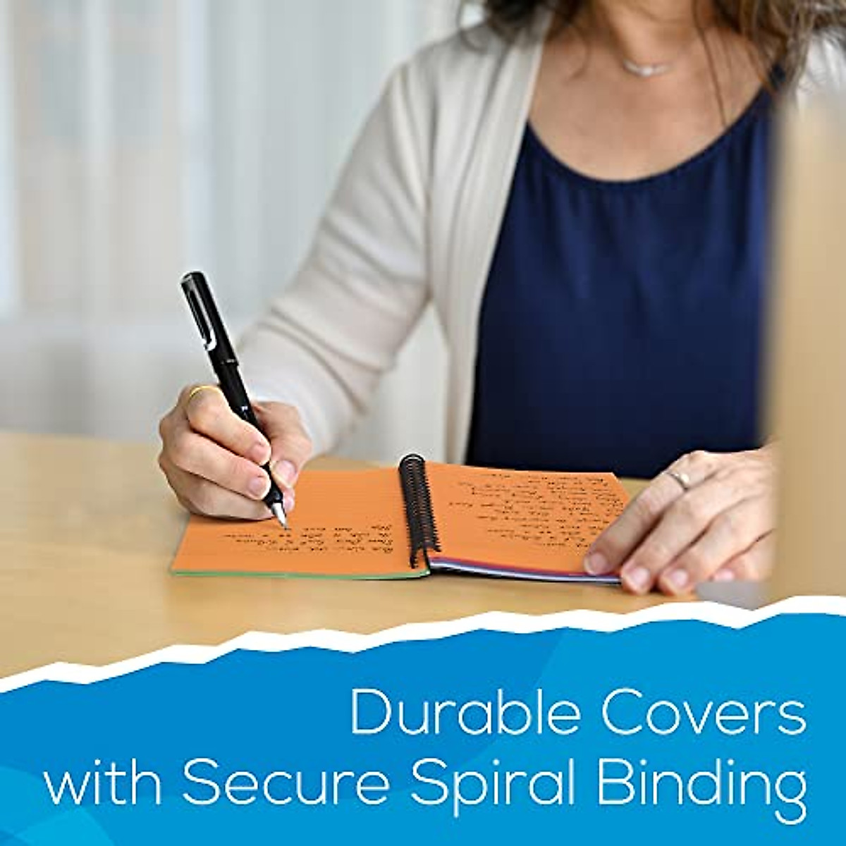 Spiral Notebook, 5x7 Inch Notebooks - Wirebound College Ruled Note Books, Bright Neon Colored Lined Paper, Perforated Notepad Memo Books - Durable Poly Cover, Journaling Notebook - 100 Sheets - 3 Pack