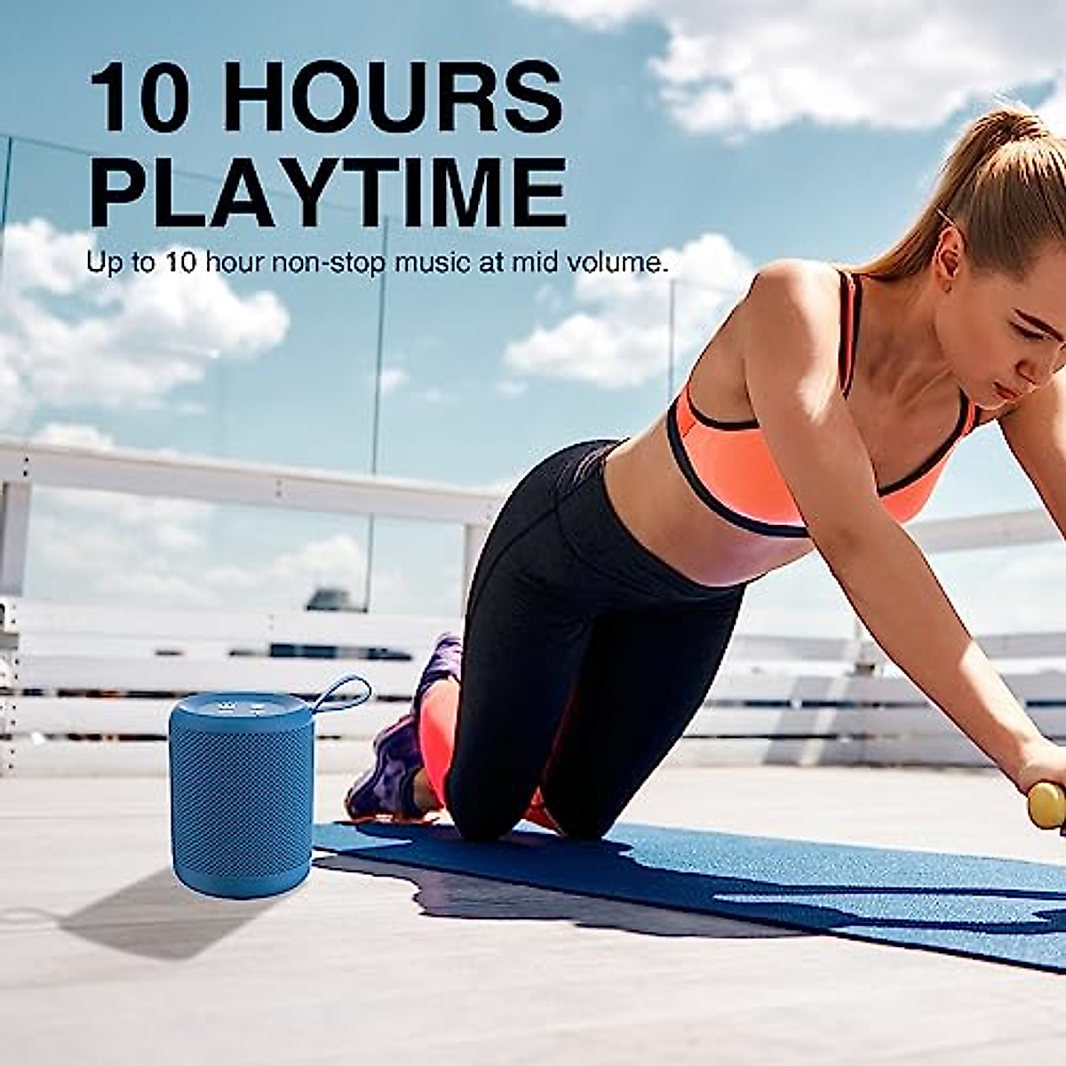 MEGATEK Portable Bluetooth Speaker, Loud HD Sound and Well-Defined Bass, IPX5 Waterproof, up to 10 Hours of Play, Aux Input, Wireless Speaker with Clip for Home, Outdoor and Travel (Teal)