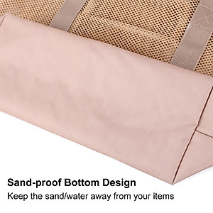 Mesh Beach Bags, Grocery Produce Tote Bag with Zipper & Pockets for Gym, Picnic, Shopping or Travel