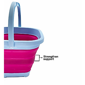 SAMMART 5L (1.3 Gallon) Collapsible Rectangular Handy Basket/Bucket (Cool Blue/Flamingo (Set of 2))