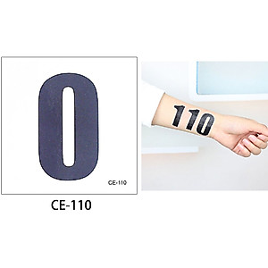 Glaryyears Arabic Numerals Digits Tattoos, 50 Pack 5 of Each Number Temporary Tattoo Sticker, on Body Neck Arm Face for Sign Mark Party Supplies Athletes Sports