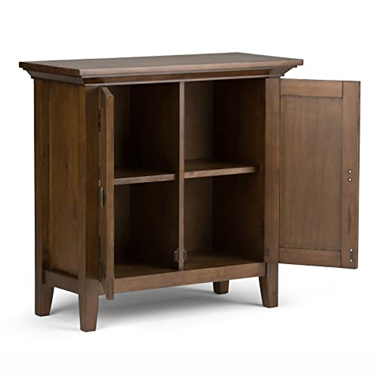 SIMPLIHOME Redmond SOLID WOOD 32 inch Wide Transitional Low Storage Cabinet in Rustic Natural Aged Brown for the Living Room, Entryway and Family Room