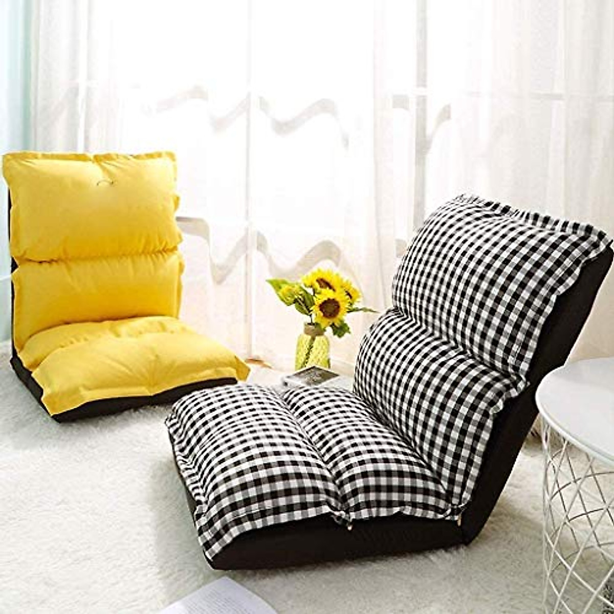 GYDJBD Padded Floor Lazy Sofa, Stainless Steel Frame High Density Sponge + Cotton Folding Lazy Lounge Chair, Floor Seat Sofa (Color : B)