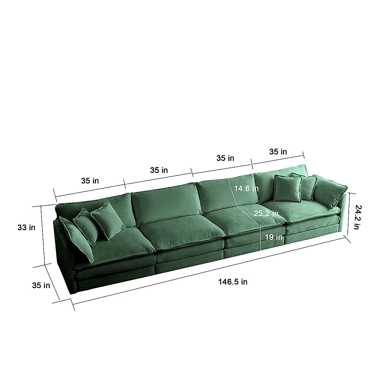 Oversized Modular Sectional Sofa Set,Extra Large U Shaped Convertible Couch with Reversible Chaise and Movable Ottoman,Free Combination Symmetrical Sofa&Couches Bed for Living Room Office