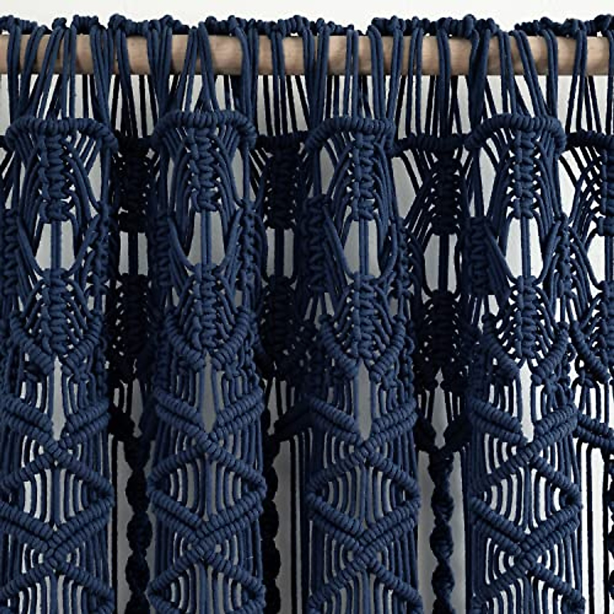 Lush Decor Boho Macrame Textured Cotton Window Curtain/Room Divider/Doorway/Wall Decor, 95" L x 40" W, Gray