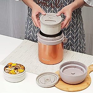 Tajavl Bento Lunch Box, 64oz Thermos for Hot Food, 3-Tier Stackable Insulated Food Jar, Vacuum Stainless Steel Leakproof Soup Container for School Office Outdoors