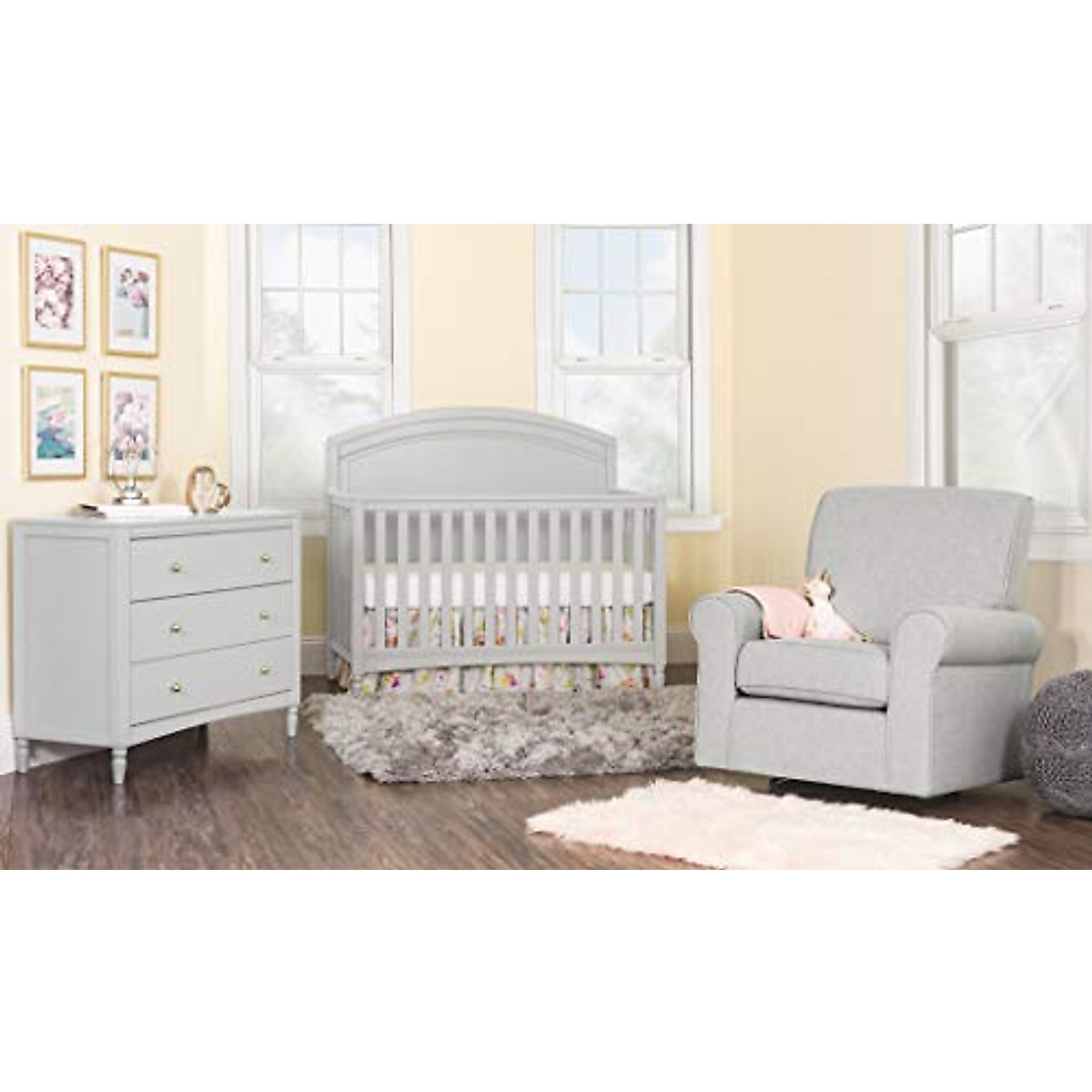Child Craft Stella 4-in-1 Convertible Crib, Baby Crib Converts to Day Bed, Toddler Bed and Full Size Bed, 3 Adjustable Mattress Positions, Non-Toxic, Baby Safe Finish (Gentle Gray)