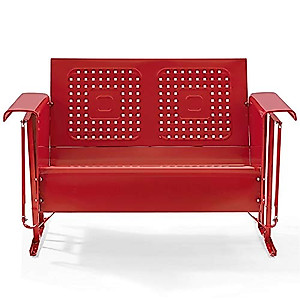 Crosley Bates Metal Gliding Patio Loveseat in Red