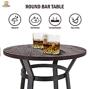 HERA'S PALACE 41.33" Round Bar Table, High Pub Table with Metal Frame, Sturdy & Durable, Modern Bar Height Cocktail Table for Dining Room, Living Room, Bistro, Easy Assembly