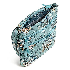 Vera Bradley Women's Cotton Triple Zip Hipster Crossbody Purse, Sunlit Garden Sage - Recycled Cotton, One Size