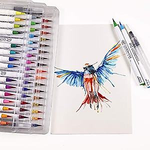 54 Watercolor Pens, 15 Page Pad & Online Video Tutorial Series by Chromatek. Real Brush Pens. 4 Blending Brushes. Easily Blendable. Vivid. Smooth. 50 Unique Colors. Professional Art Supplies