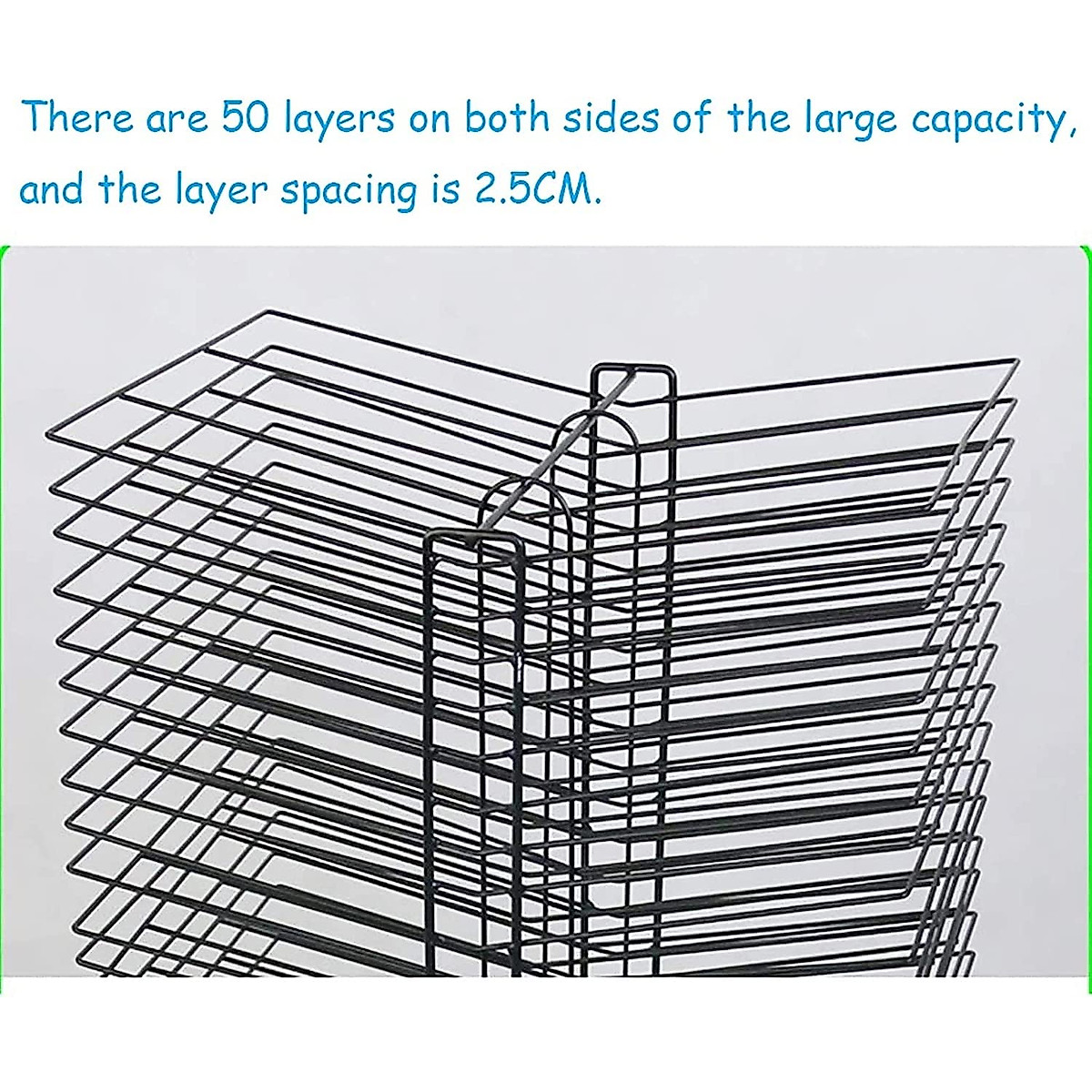 Drying & Print Racks, Back-to-Back 24-Shelf Drying Rack with 48 Wire Shelves for Mobile Classrooms Art Studios and Home Use