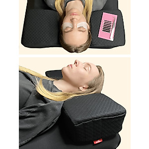 XOLLOZ | Curved Mattress (28 in) + Pillow | Curved Memory Foam Lash Bed Pillow With Neck And Back Support | Curvy High Density Massage Bed Topper with Soft Touch Short Plush and Egonomic Design