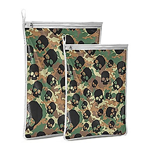 susiyo 2 Pack Mesh Laundry Bag, Camouflage Skull Washing Machine Wash Bags for Travel, Delicates Blouse, Underwear, Bra, Sweater, Baby Clothes (1Small+1Medium)