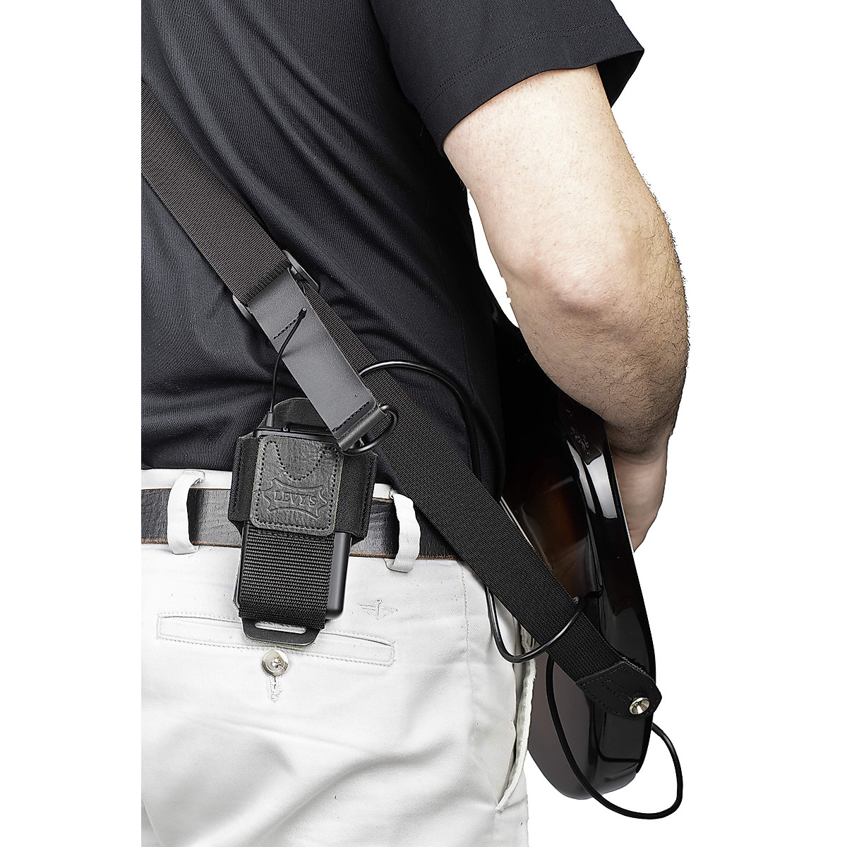 Levy's Leathers Wireless Transmitter Bodypack Holder; Black Leather (MM14-BLK)