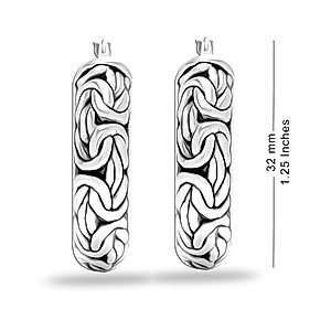 LeCalla Byzantine Earrings for Women 925 Sterling Silver Byzantine Earrings Click Top Thick Hoop Earrings for Women