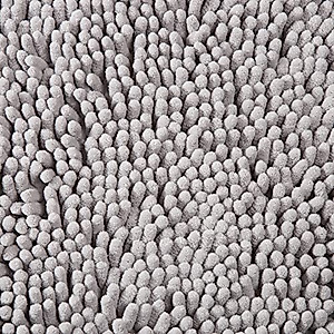 Lavish Home Bath Mat - 58x24-Inch Bathroom Runner with Non-Slip Backing - Absorbent High-Pile Chenille Memory Foam Bathroom Rug (Gray)