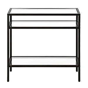 Henn&Hart 24" Wide Rectangular Side Table in Blackened Bronze, Table for Living Room, Bedroom