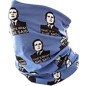 Balanced Co. Michael Scott Seamless Face Mask Bandanas for Dust, Outdoors, Festivals, Sports (TWSS (Blue))
