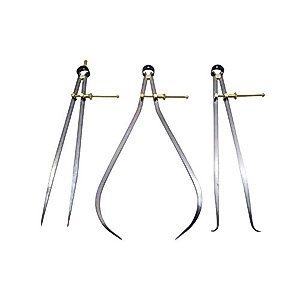 Taytools 468051 3 Piece Set Toolmaker's “Yankee” Rapid Adjust Quick Spring Nut Dividers, Inside ID & Outside OD Calipers, 0-12 Inches / 300 mm Range, Brass Fulcrum and Fine Adjustment, Flat Leg