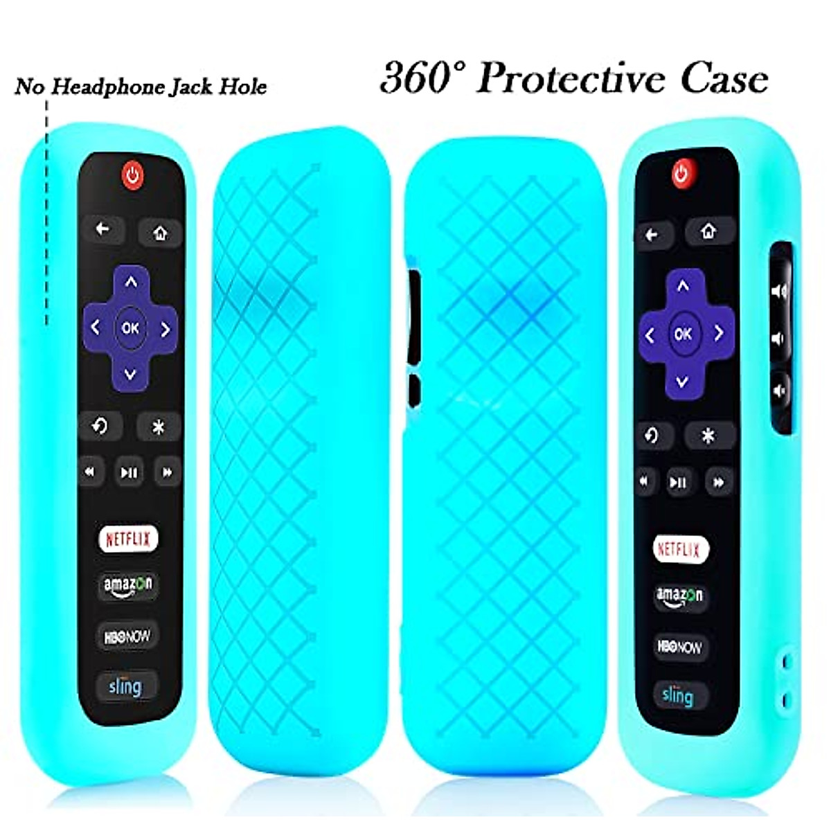 Remote Case for Roku, Battery Cover for TCL Roku Smart TV Steaming Stick Remote, Roku TV Remote Cover Silicone Protective Controller Universal Sleeve Skin Glow in The Dark Sky Blue