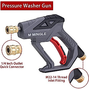 M MINGLE High Pressure Washer Gun Snow Foam Lance, 4000 PSI Cannon Foam Blaster Power Washer with 1/4" Quick Connector, Car Wash Foam Cannon Kit with 5 Pressure Washer Nozzle Tips, 1 Liter