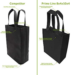 Black Gift Bags - 12 Pack Reusable Shopping Bags with Handles, Small Fabric Cloth Bags for Small Business, Gifts, Groceries, Merchandise, Events, Parties, Take-Out, Retail Stores, Bulk - 8x4x10