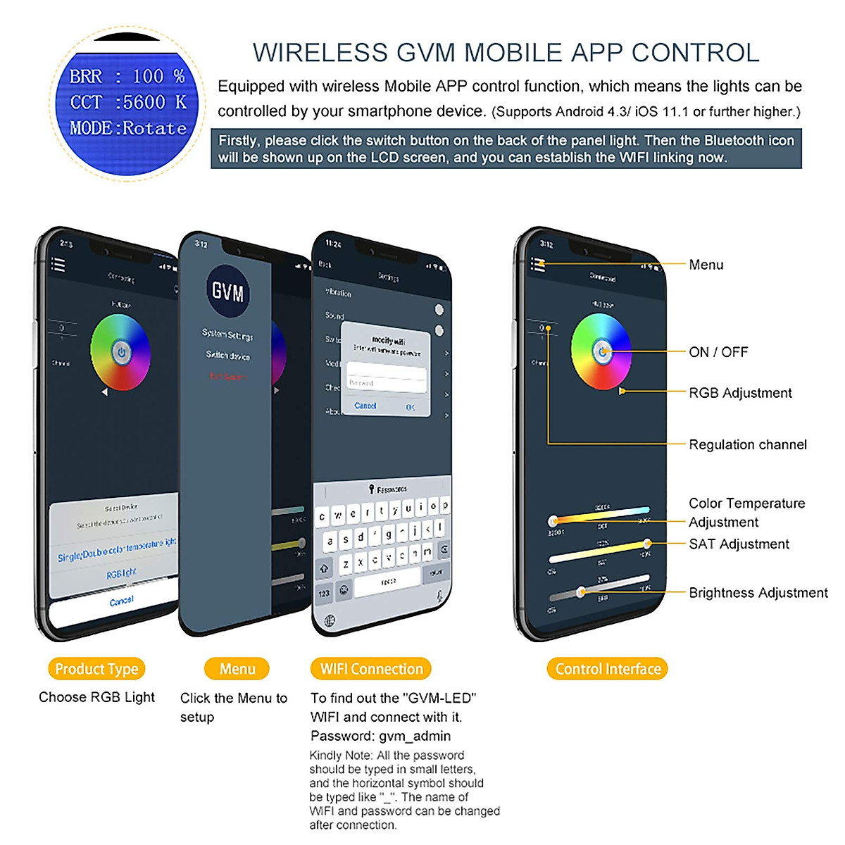 GVM RGB Video Lights with APP Control, 50W Full Color Studio Video Lighting Kit, Led Video Lights for YouTube Photography Lighting, 3 Packs Led Light Panel, Aluminum Alloy Shell, 3200K-5600K